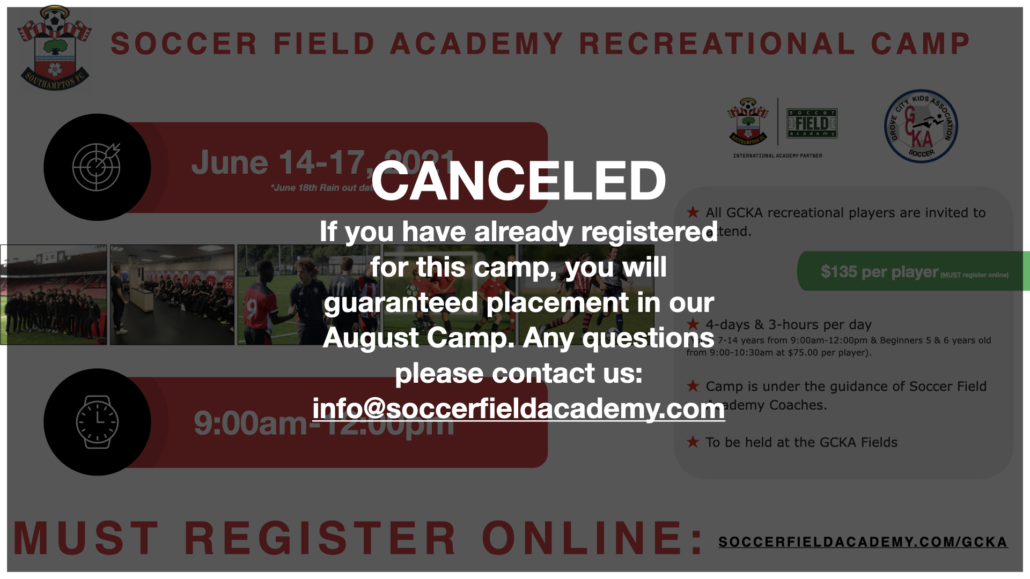GCKA Select, Youth & Beginner Camps – Soccer Field Academy